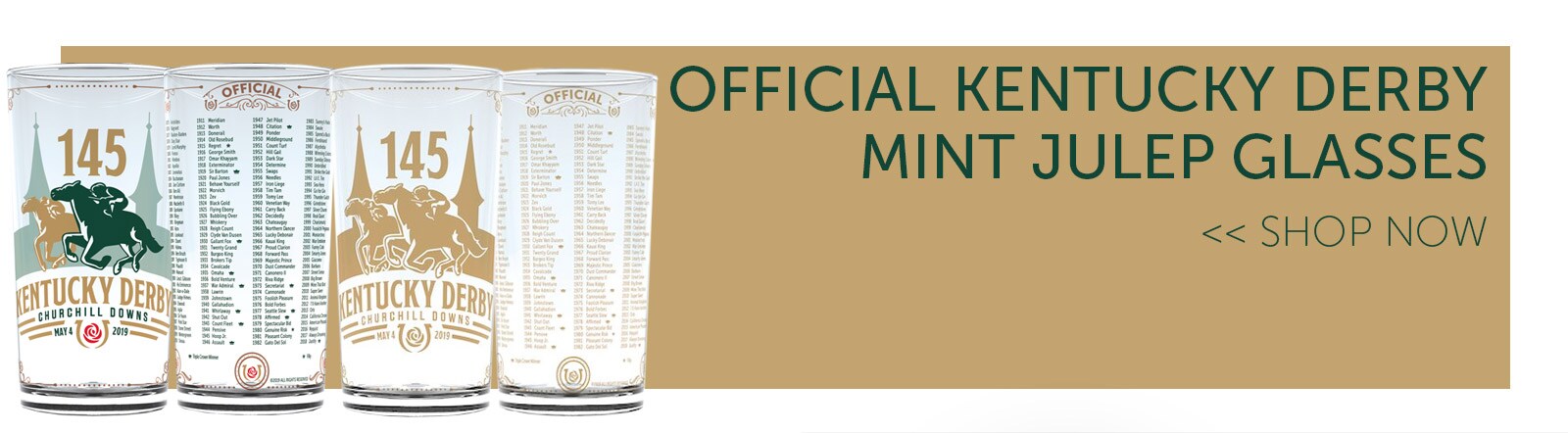 Kentucky Derby 145 Mint Julep Glasses, Apparel & Merchandise | Official ...
